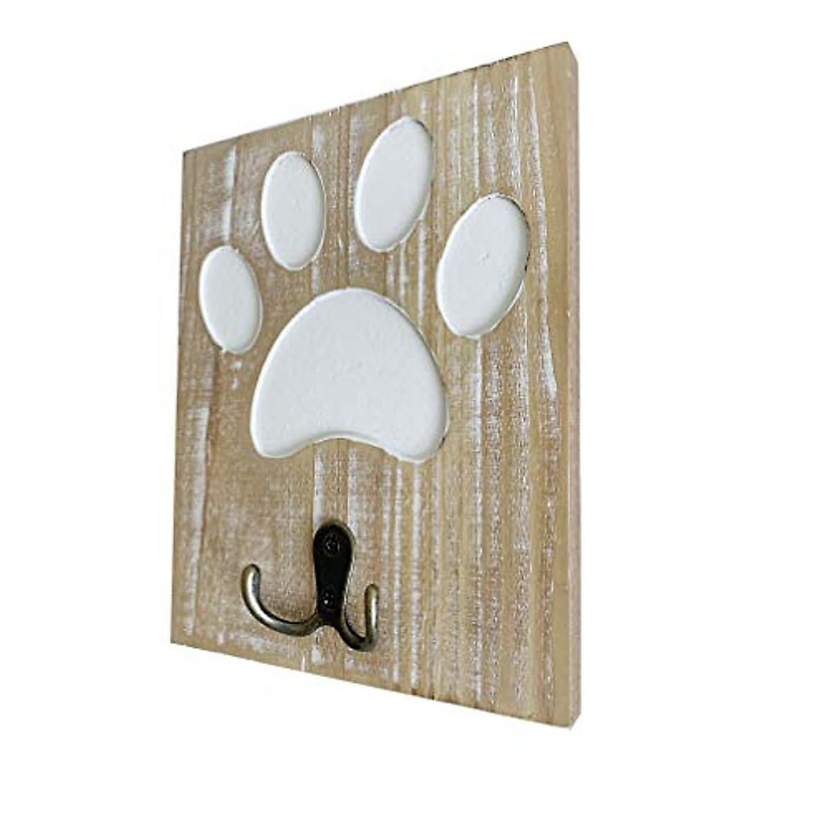 dwellington Wood Dog Leash Holder Farmhouse Wall Mounted Leash Hooks Dog Paw Leash Hanger Key Hook
