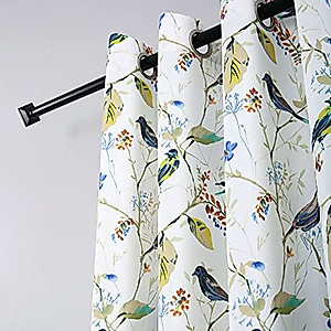 Leeva Delicate Blue Birds Window Curtains for Bedroom Dining Room, Grommet Top Crafted Printed Garden Windows Treatment Panels Set for Dorm, Set of 2 Pieces, 52x96