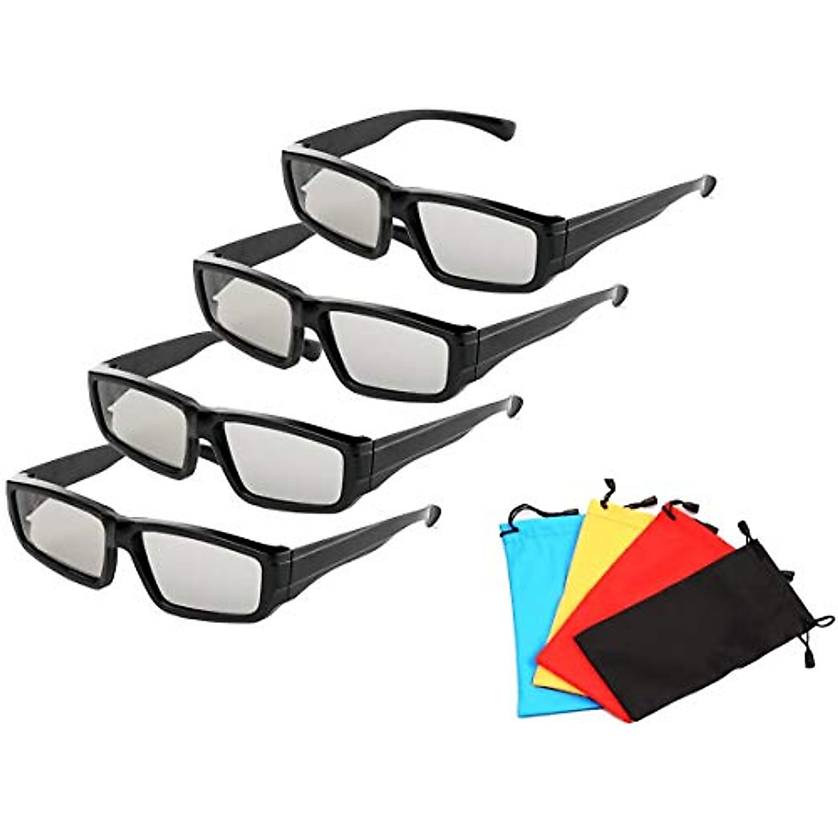 Passive 3D Glasses Polarized Lenses for Passive 3D TVs RealD Cinema Projectors Sony Sharp Samsung LG Philips, Note: Not Compatible with 3D Active Shutter TV Models - 4 Pairs