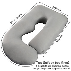 Elover Pregnancy Pillows,U-Shape Full Body Pillow Cooling Cover Dark Grey Pregnancy Pillows for Sleeping Body Pillows for Adults,Maternity Pillow (Cooling Material,Haze Grey)