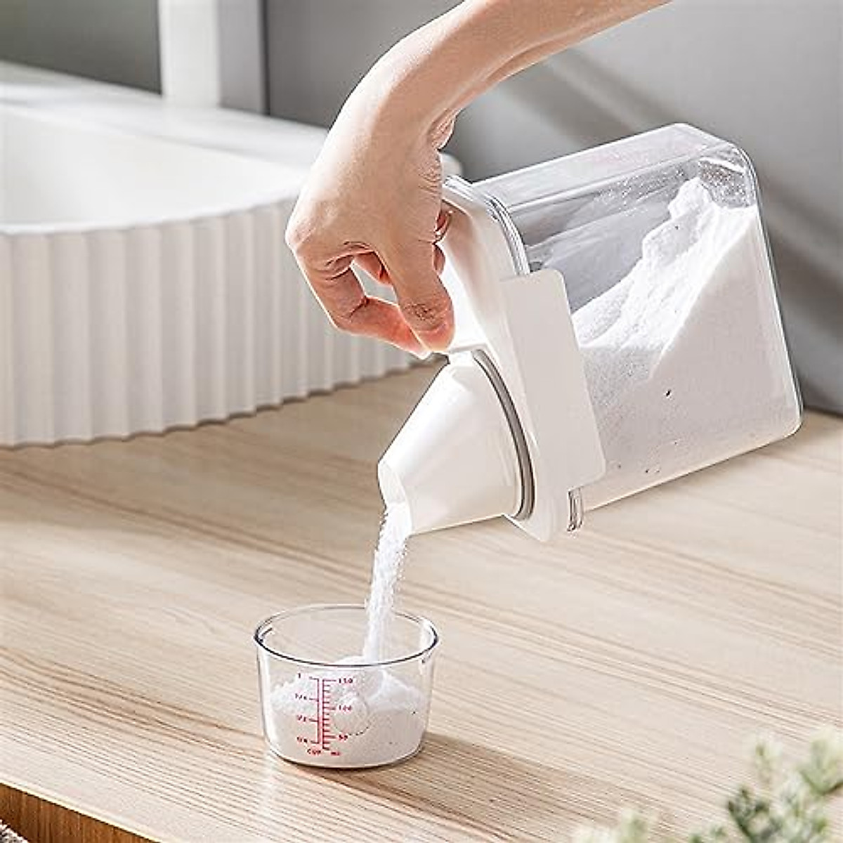 Storage Tank With Measuring Cup, Washing Powder Storage Box, Household Laundry Detergent Storage Bottle, Washing And Care Products Packaging Tank (Color : 1800ML)
