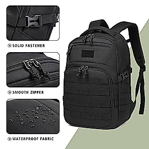 Wotony Military tactical backpack, black tactical backpack for men MOLLE backpack small tactical backpack assault bag used for outdoor hiking(Black)