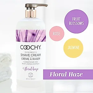 Coochy Intimate Shaving Cream for Women Sensitive Skin, Shave Conditioner & Moisturizer for Face & Body, Shave Cream, Anti-Bump, Floral Haze, 32 oz