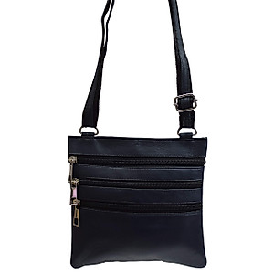 MARSHAL Ladies Genuine Leather Multi-Pocket Shoulder Bag Purse for Womens Colors!!! (Blue)