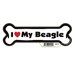 7" Dog Bone Magnet - Works Great on Cars, Refrigerators, Mailboxes and More (I Love My Beagle)