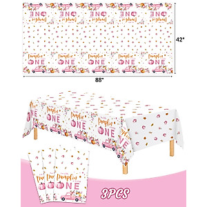 Nefelibata 3Pcs Our Little Pumpkin is Turning One Tablecloths Pumpkin First Year Old Birthday Plastic Table Cover Party Supplies for Fall Halloween Thanksgiving Girl Birthday Party Decor