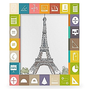 Yzrwebo Math Tools 5x7 Picture Frame Math Symbols Wood Photo Frames High Transparent Horizontal and Vertical Tabletop Display or Wall Mounting for Family Home Gallery Office