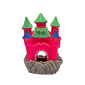 GloFish Castle Ornament, Large, Colorful Aquarium Decor, Hideaway for Fish (78016),3 x 3.25 x 4.25 inches