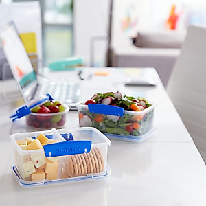 Sistema KLIP IT Rectangular Collection Food Storage Container, 33.8 oz./1.0 L, Clear/Blue, 3 Count
