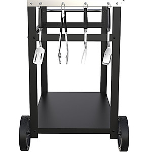 PARTAKER Movable Pizza Oven Trolley/BBQ Grill Cart with 2 Swivel Casters 2 Wheels, Double-Shelf Dining Serving Cart Table, Kitchen Pre-Station Island Countertop Work Bar, L 28-3/4" by W 19-1/2"