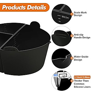 LARMAZEN Slow Cooker Liners for 6 – 8 QT Crockpot & Hamilton Pot, Allows Cooking 3 Foods At Once,Reusable Silicone Slow Cooker Divider Insert,Leakproof/Dishwasher Safe/BPA Free (Black)