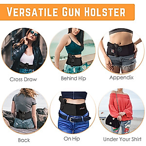 Acelane Belly Band Holster for Concealed Carry Abdominal Band Gun Holster Tactical Elastic Waist Pistols Adjustable Belly Wrap IWB OWB Mag Pouch Fits Firearm Handgun Revolvers for Men & Women