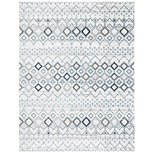 SAFAVIEH Amsterdam Collection Area Rug - 10' x 14', Ivory & Grey, Moroccan Boho Design, Non-Shedding & Easy Care, Ideal for High Traffic Areas in Living Room, Bedroom (AMS108A)
