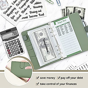 Budget Binder with Zipper Envelopes,Cash Envelopes for Budgeting, Money Organizer for Cash, A6 Budget Binder with 8pcs Cash envelopes, 12pcs Expense Trackers, 23pcs Label Stickers