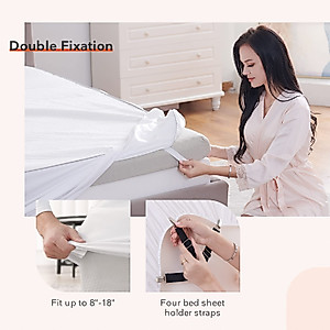 Sweetnight Queen Size 2 Inch Cooling Gel Memory Foam Mattress Topper, Waterproof, White