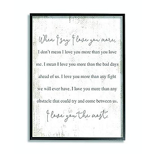 Stupell Industries Love You The Most Family Home Textured Word, Design by Artist Daphne Polselli Wall Art, 11 x 14, Black Framed
