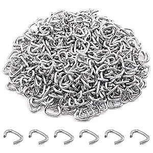 Rustark 1000 Pcs 3/8" Galvanized Hog Rings, Professional Upholstery Hog Rings Set for Furniture,Fencing,Bagging, Railing, Sausage Casing, Meat bags, Shock Cords
