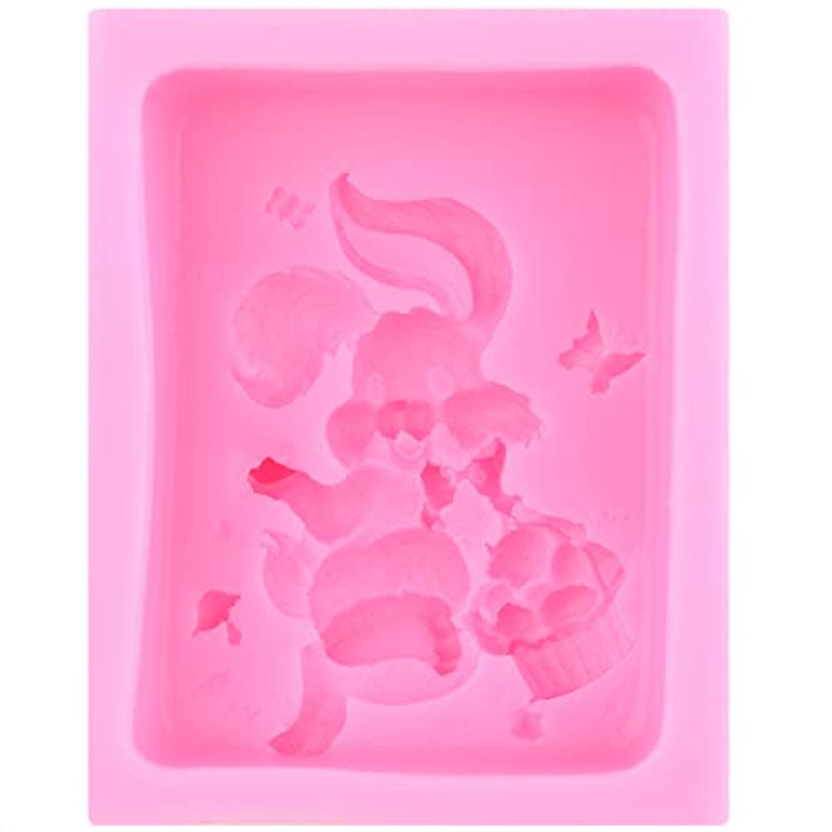 Mujiang 3D Easter Bunny Chocolate Silicone Mold Rabbit Flower Basket Fondant Mold For Cake Decorating Candy Gum Paste Polymer Clay Soap Set Of 1