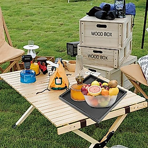 Wood Tea Tray, Solid Coffee Serving Trays Black Walnut Snack Platter Non Slip Food Storage Plate Rectangular Table Decor Accessories Wooden Decorative Antique for Home Restaurants Kitchen