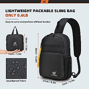 SKYSPER Packable Crossbody Sling Bag Cross Body Sling Backpack Shoulder Chest Bag Travel Hiking Daypack for Women Men(Black)