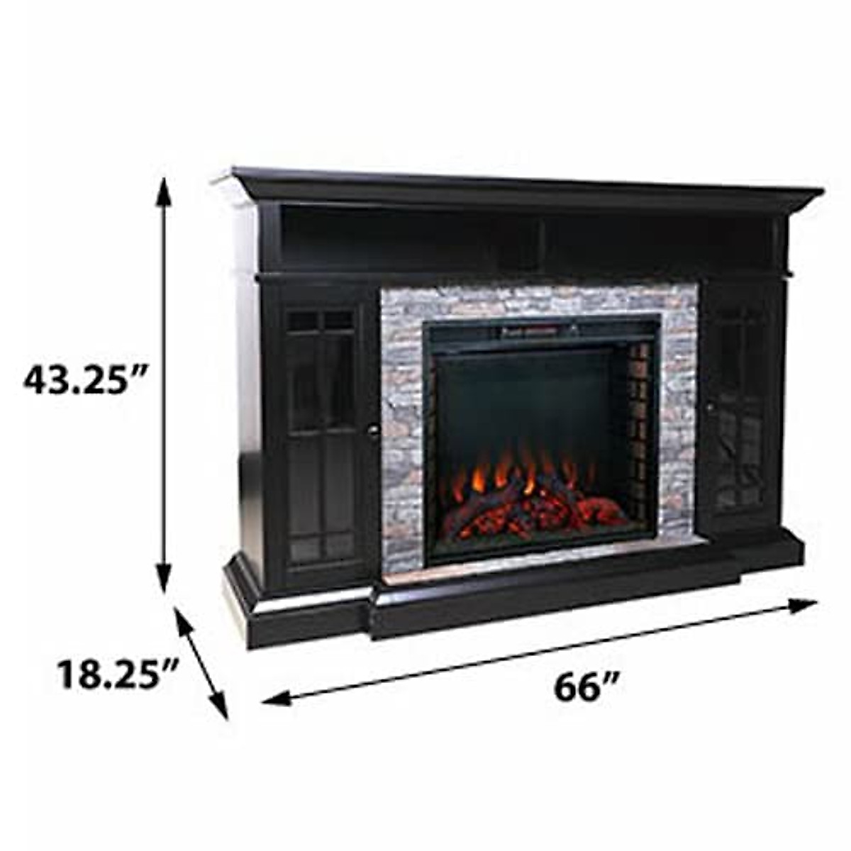 Allen Home Bennett 66 inch Freestanding Electric Fireplace TV Stand - Farmhouse Ebony, ASMM-017-2866-S502-T