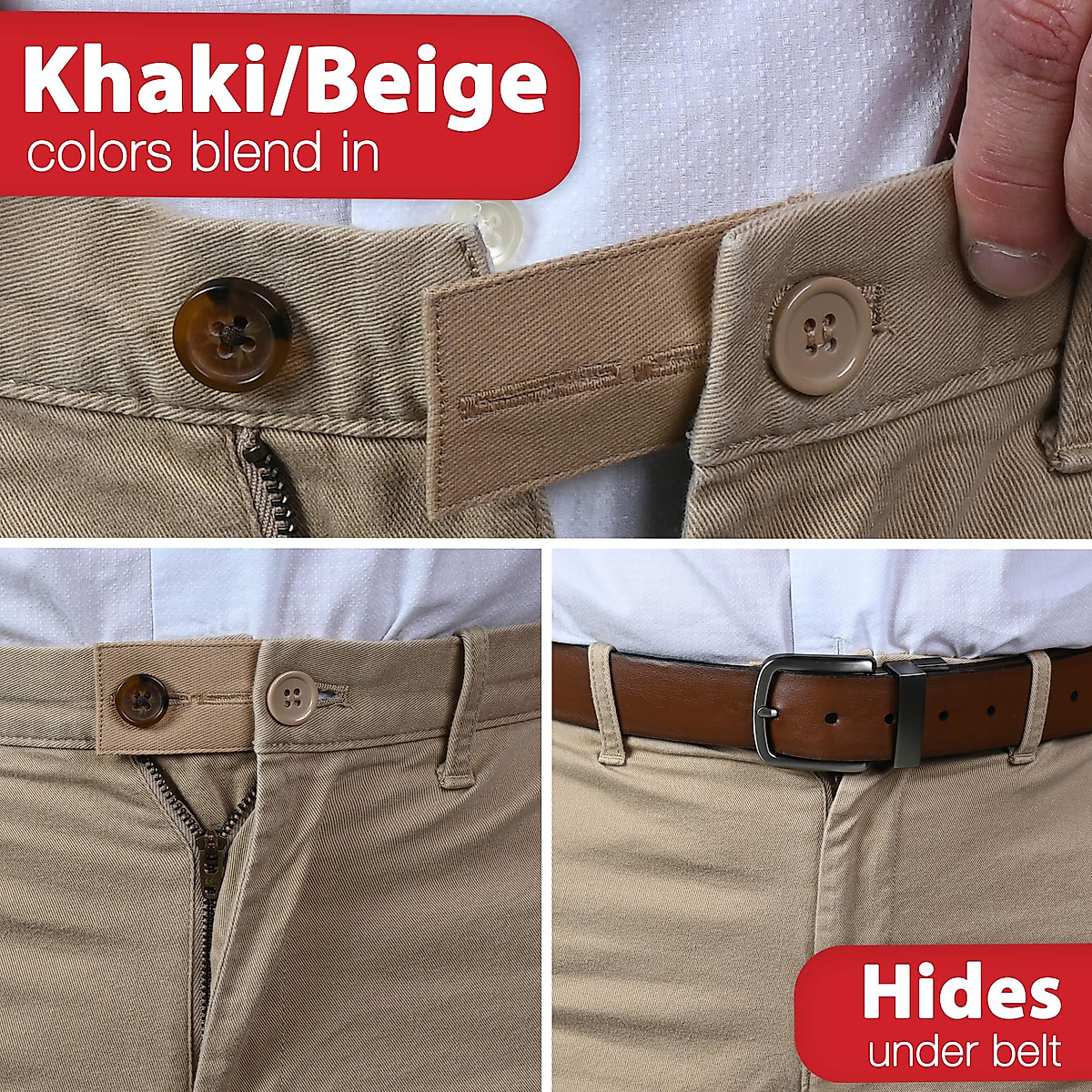 Button Extender for Pants Waist Extenders for Pants for Men and Women (6-Piece Multiple Styles) Adjustable Jeans Button Extender – Black Metal Hook Pants Khaki Waistband Expander by Wardrobe Hackers