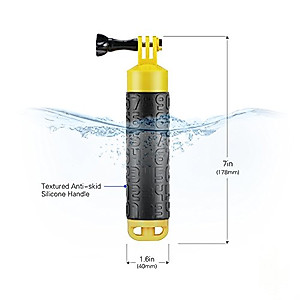 SOONSUN Waterproof Floating Hand Grip Compatible with GoPro Hero 11 10 9 8 7 6 5 4 3+ 2 1 Session Fusion Max, Floaty Handle Handler with Mini Tripod Accessories Kit for Action Cameras Water Sports