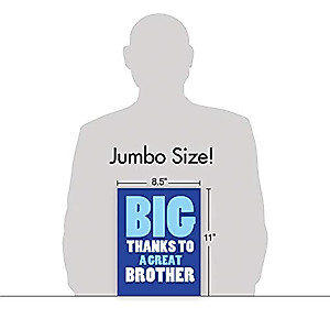 NobleWorks, Great Brother - Huge Thank You Card for Brother (8.5 x 11 Inch) - Sibling Appreciation Notecard, Sweet Thanks Stationery J3238BXG