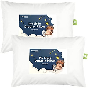 2-Pack Soft Organic Cotton Pillows for Sleeping - 13X18 Small Toddler Kids Pillow for Travel, School, Nap, Age 2 to 5 (Soft White)