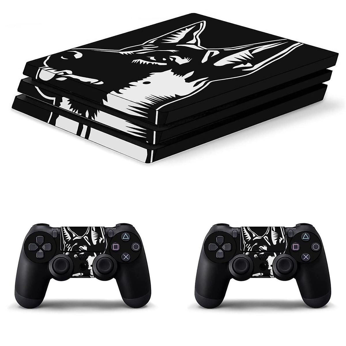 German Shepherd Head Decal Cover Sticker for PS-4 Slim PS-4 Pro Decal Sticker Compatible with PS-4 Controller Funny