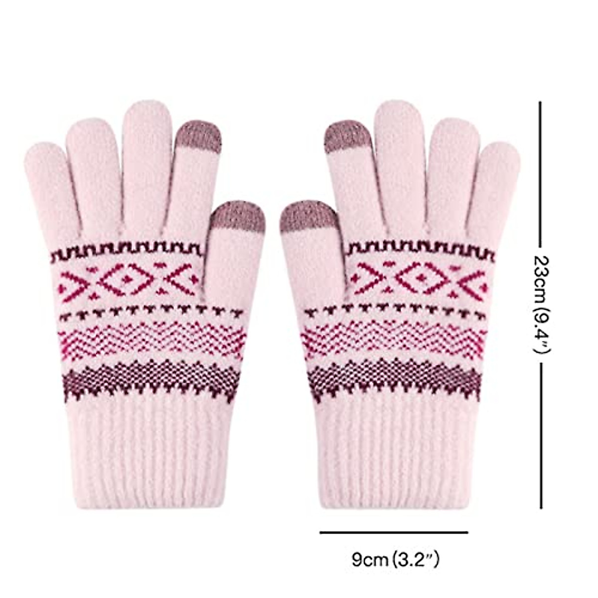 Screen Gloves Snow Flower Warm Knit Winter Gloves Christmas Gifts Stocking Stuffers For Women Fishing (Grey, One Size)