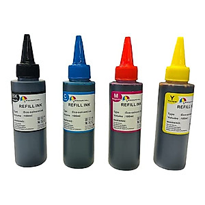 Inkpro Compatible Ink Bottle Replacement Water Based eco Solvent Ink wf7820 wf7840 wf7710 wf7720 et 15000 400ml, Black Cyan Magenta Yellow, Regular
