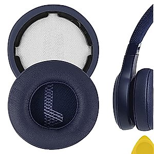 Geekria QuickFit Protein Leather Replacement Ear Pads for JBL Live 400BT Headphones Earpads, Headset Ear Cushion Repair Parts (Blue)