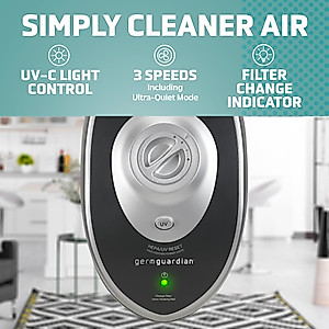 GermGuardian Air Purifier with HEPA 13 Filter, Removes 99.97% of Pollutants, Covers up to 915 Sq. Foot Room in 1 Hr, UV-C Light Helps Reduce Germs, Zero Ozone Verified, 28", 2-Pack, Gray, AC50002PK