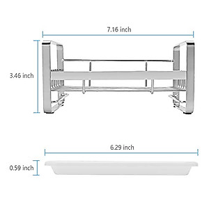 Kitchen Sink Caddy Organizer, Sponge Holder for Sink, Sponge、Soap and Brush Holder/Organizer with Drain Pan, 304 Stainless Steel Rustproof Sponge Holder for Sink