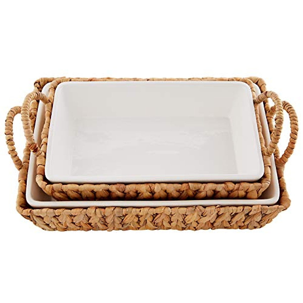 Mud Pie Hyacinth Basket Set, small baker 7" x 11" | large baker 13" x 18 1/2"