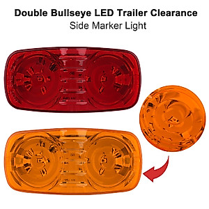 Konrali 14Pcs Double Bullseye Led Marker Lights 10 LED, 2x4 Rectangle Led Trailer Marker Lights Red/Amber Surface Mount 12V Airstreams RV Camper Led Marker Clearance Lights Sealed (7 Amber+ 7 Red)