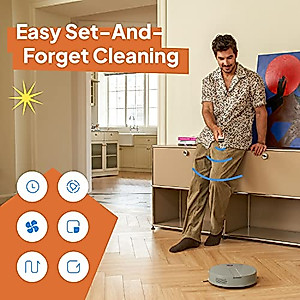 LIGHT 'N' EASY Robot Vacuum Automatic Emptying, Ultra-Quiet, Ultra-Thin, Auto-Charging Robotic Vacuum Cleaner, Good for Pet Hair, Low-Pile Carpets, Hard Floors