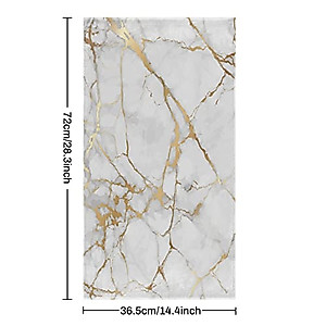 AUUXVA White Gold Marble Hand Towels Set of 2 Bathroom Towel Soft Highly Absorbent Guest Face Towel Thin Multipurpose Towels for Kitchen Gym Hotel Sports Yoga Bath Home Easter Decor 16x30 Inch