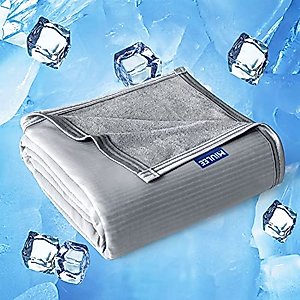 MIULEE Cooling Throw Blanket for Hot Sleepers Summer Blanket Absorbs Body Heat to Keep Cool on Night Japanese Q-Max>0.43 MICA Arc-Chill Cooling Fiber Lightweight Breathable Cold Blanket 50" x 60" Grey