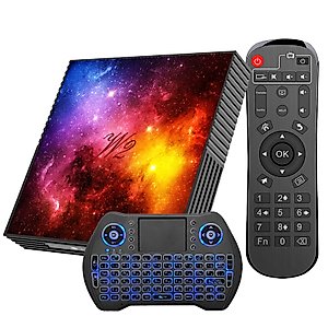 Android TV Box 4GB RAM 128GB ROM Upgraded Chipset Amlogic S905W2 2.4G/5G Dual WiFi Bluetooth 4.2,Media Player Support 3D 4K UHD Videos Android 11.0 Box USB 2.0 with Wireless Backlit Mini Keyboard