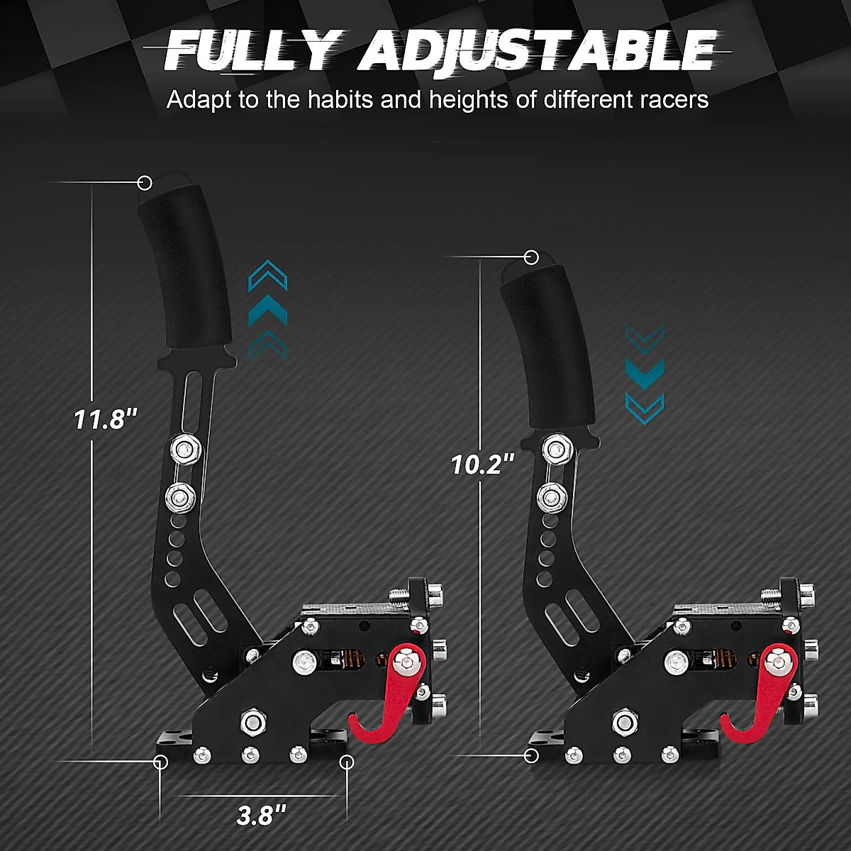 aikeec 64Bit PC USB Handbrake, Upgrade SIM Racing Games Handbrake for LO GITECH G25 G27 G29 T500 T300 THRUST MASTER FANATECOSW DIRT RALLY, 2M Nylon Cable/Reinforced Spring/Black+Clamp