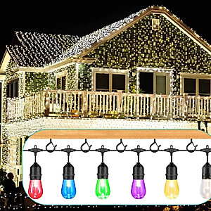 GARHWAL Screw Hooks for Outdoor String Lights 20 Pack, Q Hanger Black Ceiling Screw in Hooks with Safety Buckle for Hanging Plants, Christmas Lights, Patio Lights, Easy Release
