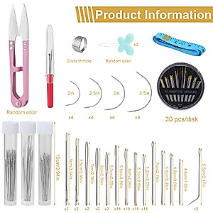 Tikjiua 152 Pcs Upholstery Repair Sewing Kit, 123 Pcs Sewing Stitching Needles and 20 Pcs Sewing Thread, Leather Sewing Needles Supplies Stitching Kit for Furniture, Shoes, Canvas, Sofa Repair