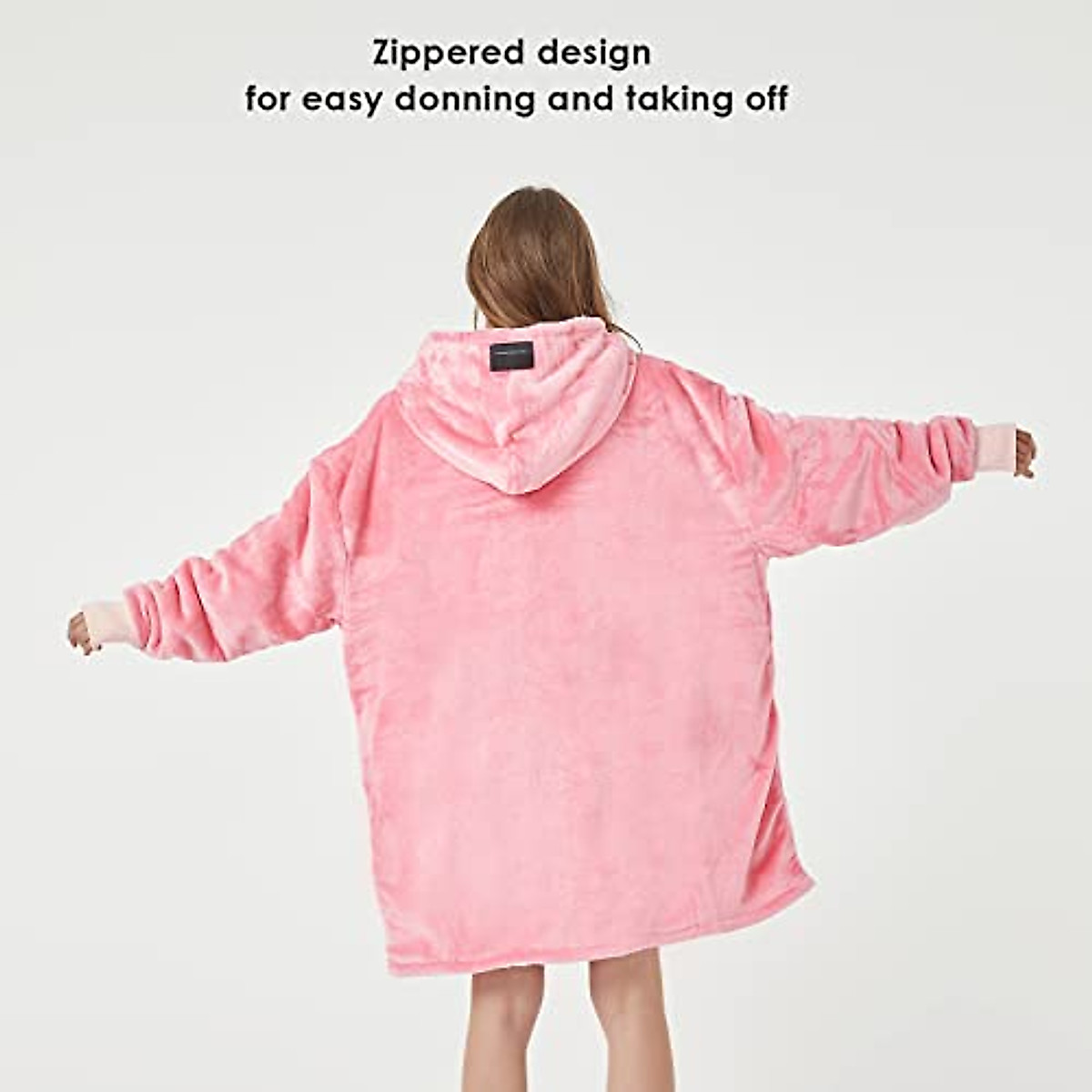 JOYWOO Wearable Blanket Hoodie, Oversized Hoodie Sweatshirt Blanket for Adults Women Men, Gift, Cozy and Fuzzy Sherpa Hoodie Blanket with Zipper and Giant Pocket