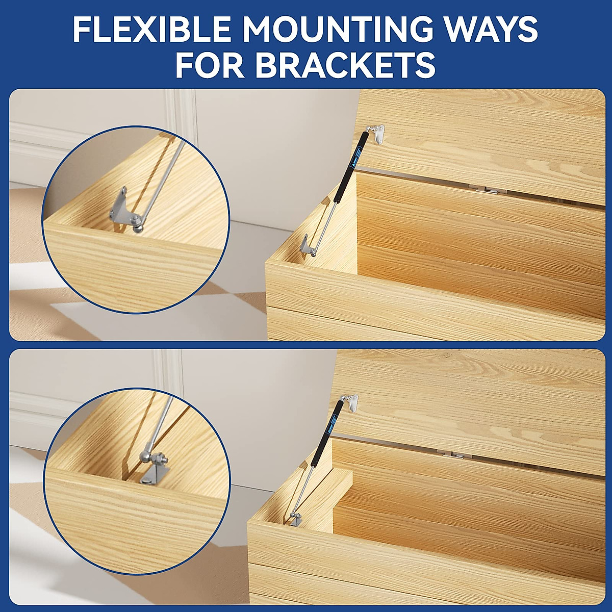 20 inch 200 LB Gas Prop Struts Shocks with L Mounting Brackets, 20" 889 N Lift-Support Gas Spring for Heavy-Duty Floor Hatch Trap Door Murphy Bed (Suitable Lid Weight: 185-220lbs), 2Pcs Set