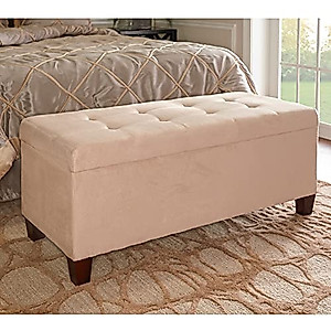 Linon Carmen Shoe Storage Ottoman, 20" x 48" x 20", Beige