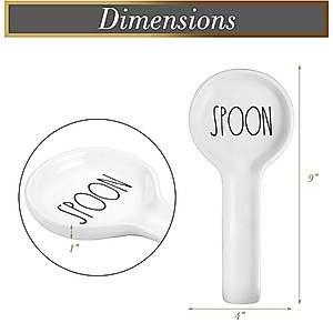 Ceramic Spoon Rest for Stove Top - Farmhouse Spoon Holder for Kitchen Counter - Coffee Spoon Rest, Kitchen Utensil Holder - Cooking Ladle Holder - Farmhouse Kitchen Decor, Accessories, Gifts (White)