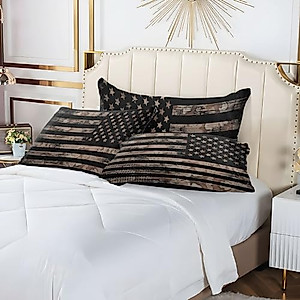 ALAZA American USA Flag with Desert Camouflage Plush Pillow Cases Standard Size Pillow Cover Soft & Warm Zippered Bed Pillowcase, 20 x 26 inch