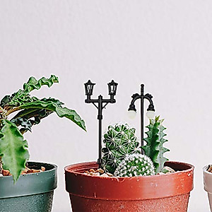 Cabilock 8pcs Mini Street Light Model Solar Lamp Post Street Lights Microscopic Model Lights for Miniature Dollhouse Micro Landscape Fairy Garden Accessories Black